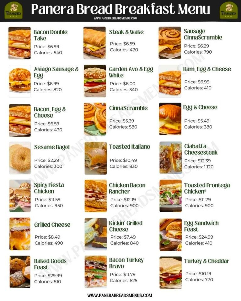 Panera Bread Breakfast Menu With Price | Updated September 2025